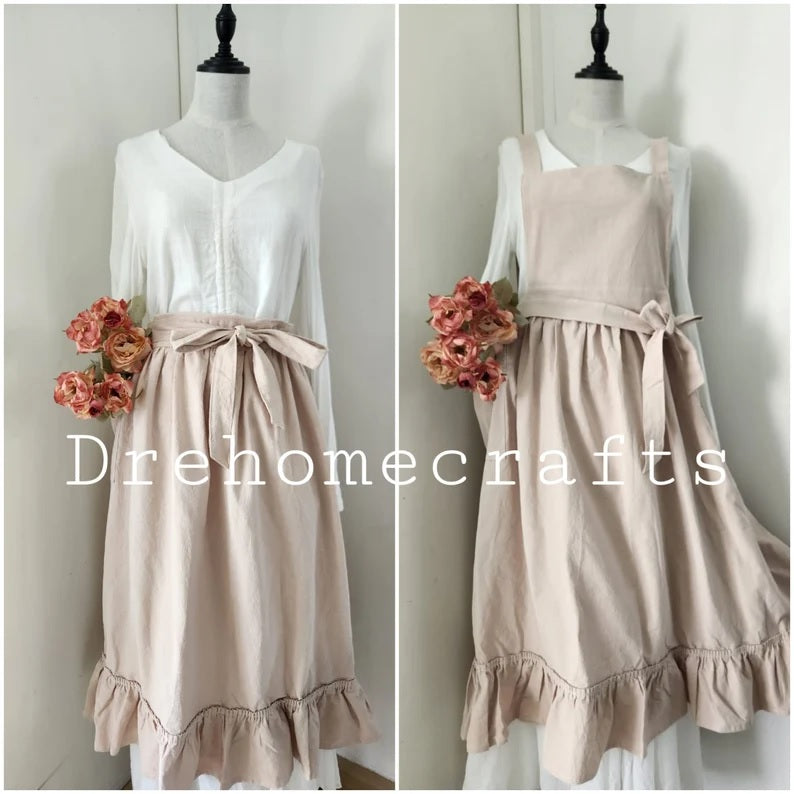 ladies full aprons with pockets, ruffled pretty pinafore dress apron ...